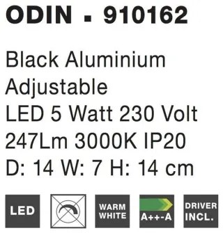 Nástěnné LED svítidlo NOVA LUCE ODIN 5W 3000K černé 910162