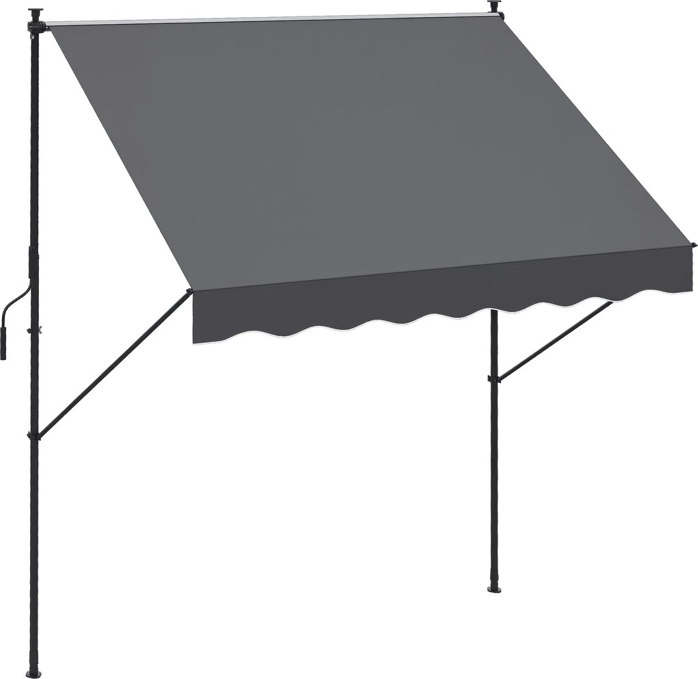 Outsunny Sklopný Ruční Markýza 200x1,75 m Exteriérová Terasová Rolovací Markýza S Nastavitelnou Výškou s Kličkou 210-310 cm Bez Vrtání pro Balkon Zahr