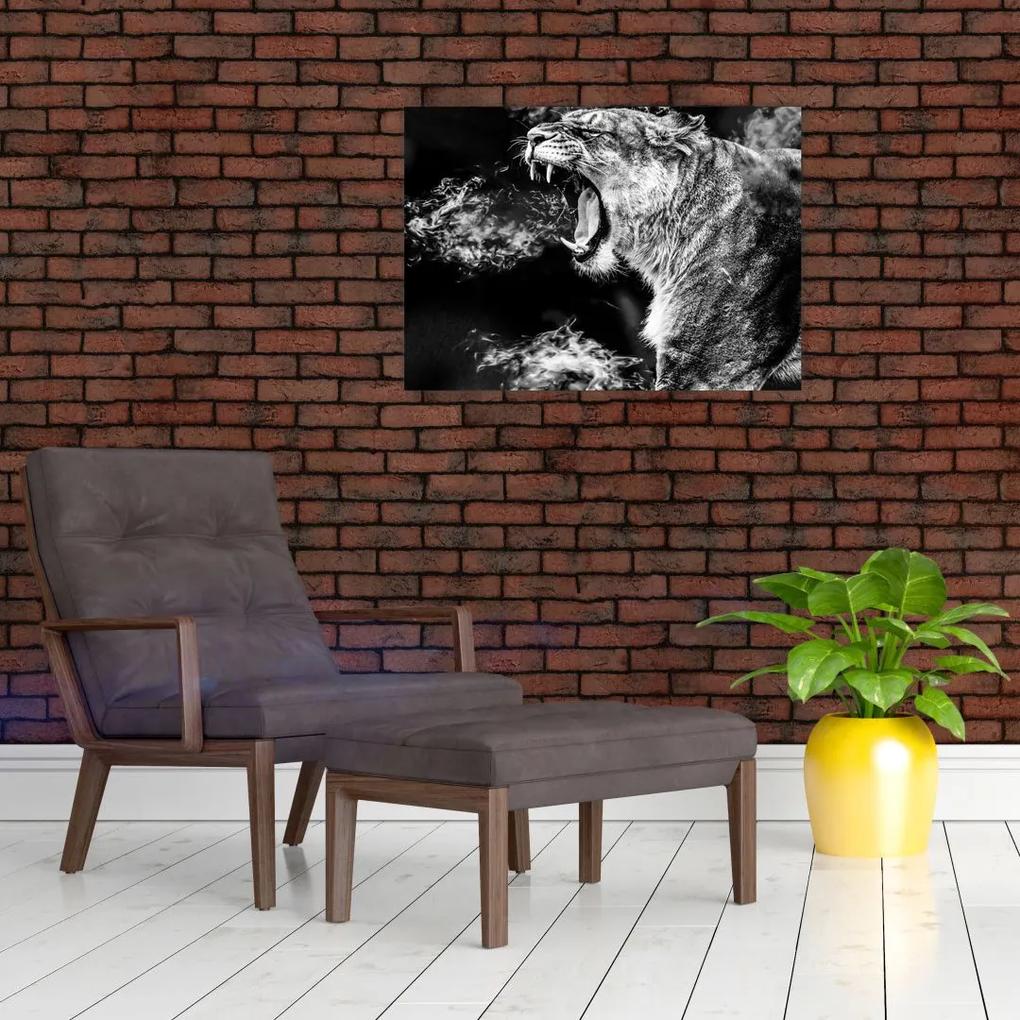 Skleněný obraz - Portrét lvice (70x50 cm)