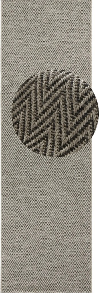 BT Carpet, Běhoun Nature 104269 Grey/Anthracite – na ven i na doma, 80x250, šedá, chodba / předsíň