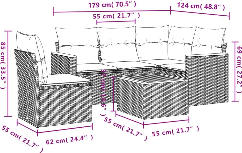 vidaXL 6dílná zahradní sedací souprava s poduškami polyratan [3258385] Barva: béžová a šedá