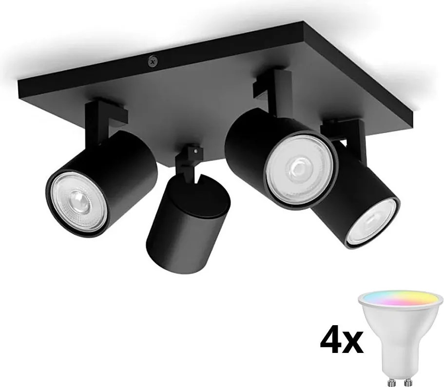 Philips - LED RGBW Stmívatelné bodové svítidlo RUNNER 4xGU10/6,5W/230V černá