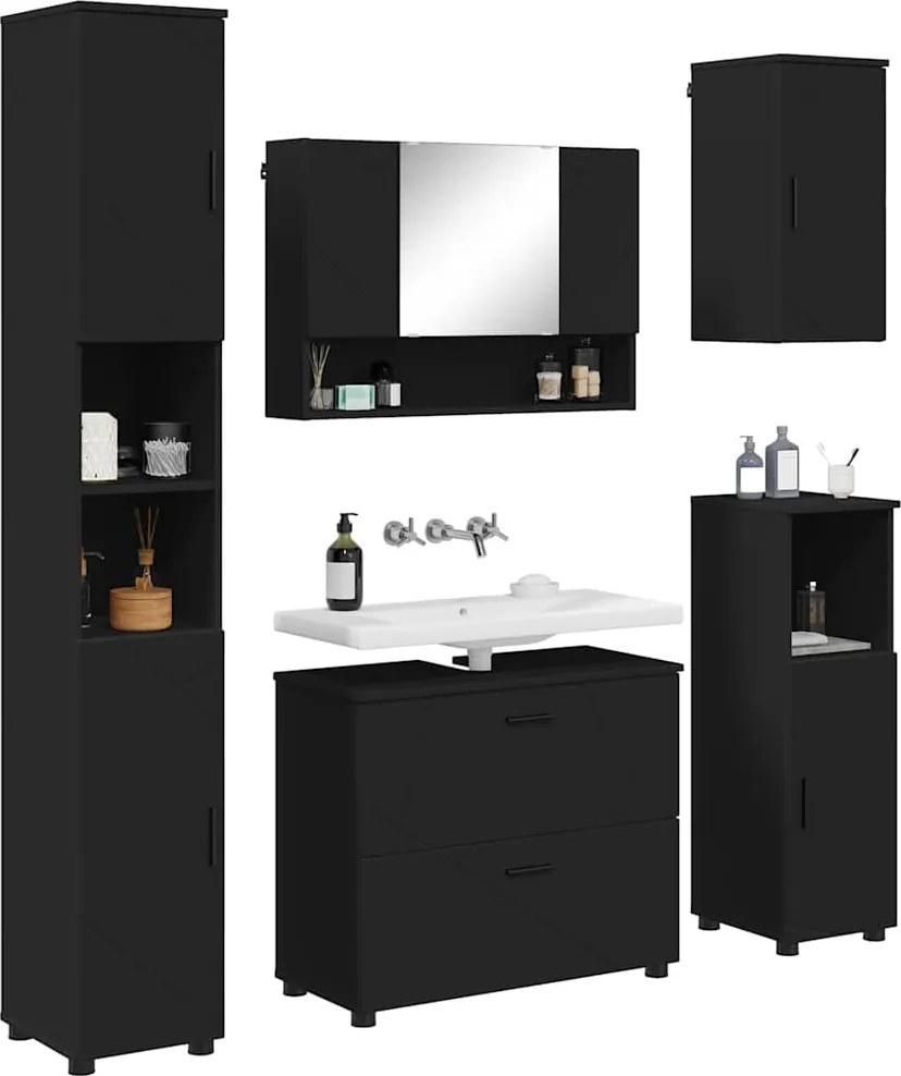 Sada koupelnového nábytku 5 ks Černá 35 x 30 x 192 cm 3393064
