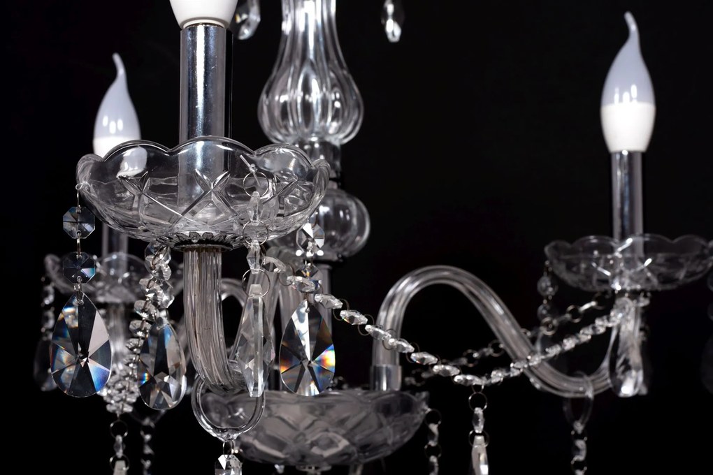 Toolight - Křišťálový závěsný lustr 3xE14 60W 300752, stříbrná, OSW-04601