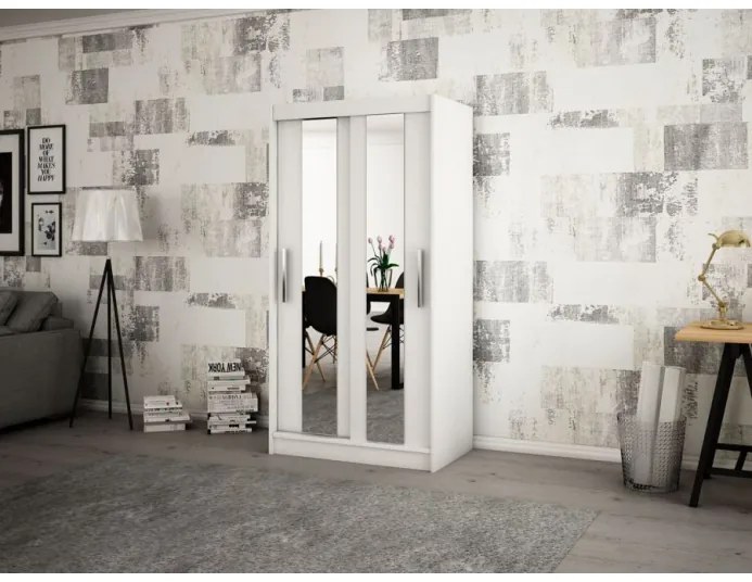 Moderní skříň se zrcadly a posuvnými dveřmi Diana 120 v barvě bílé