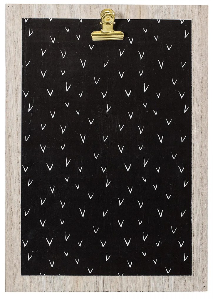 Bloomingville Tabulka Clipboard Black, černá barva, hnědá barva, dřevo, kov, papír