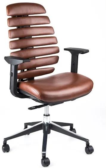 Kancelářská židle FISH BONES černý plast, hnědá koženka