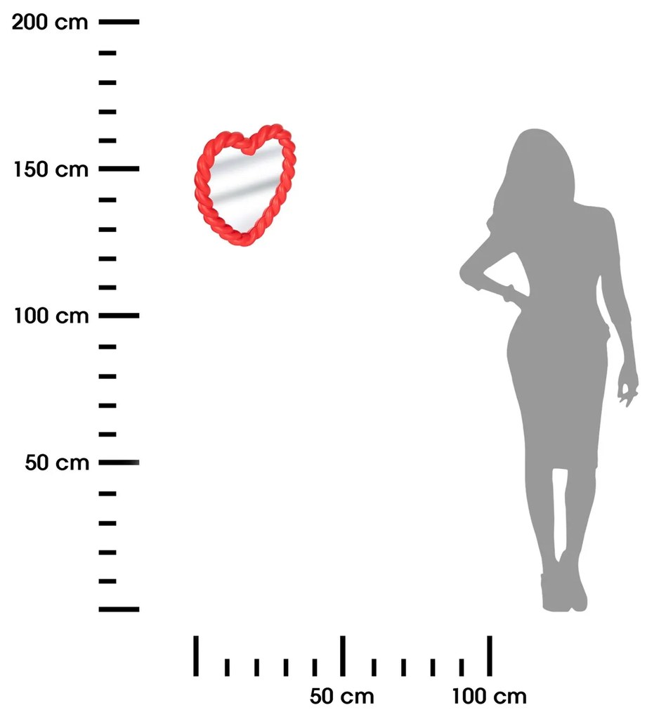 Zrcadlo Heart, červené