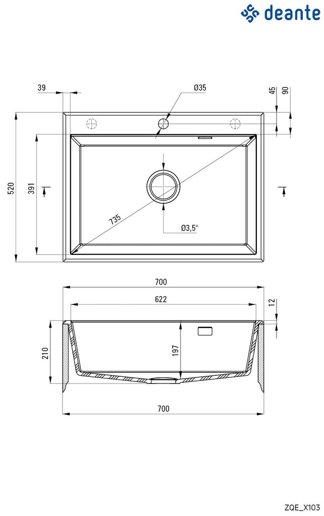 Deante Eridan granitový dřez, černá