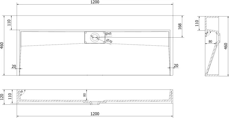 Mexen Ava umyvadlo na desce z konglomerátu B/O 120 x 46 cm, bílá - 23011200