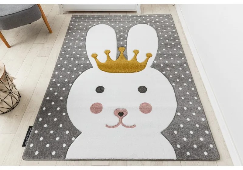Dywany Łuszczów, Dětský kusový koberec Petit Bunny grey, 160x220, šedá, dětský pokoj
