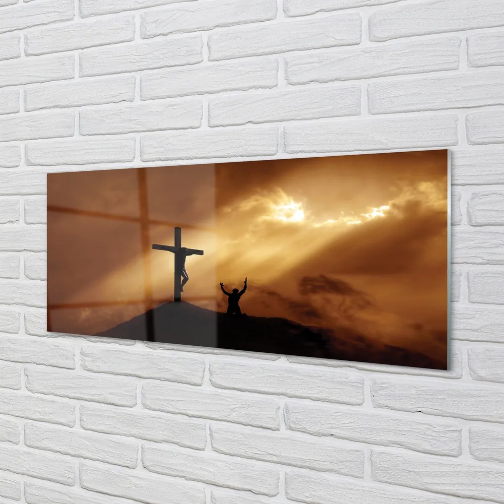 akrylový obraz Jesus Cross Light 120x60 cm