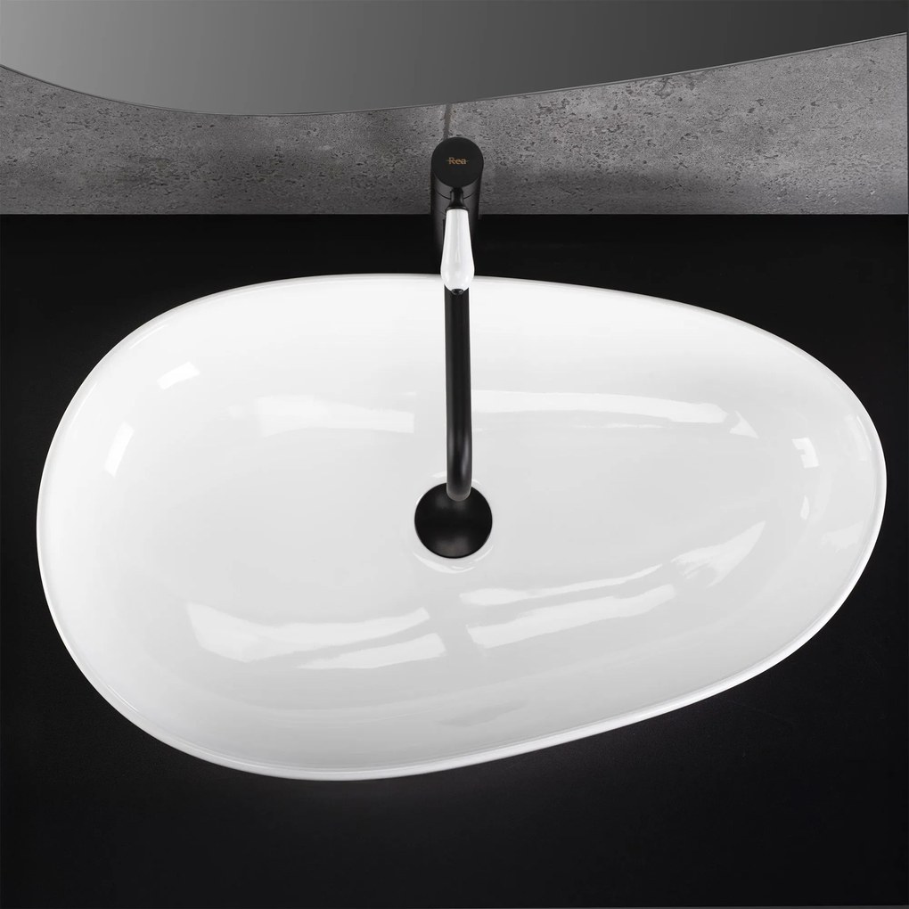 Rea Sandra, umyvadlo na desku 650x400x130 mm, bílá lesklá, REA-U8423