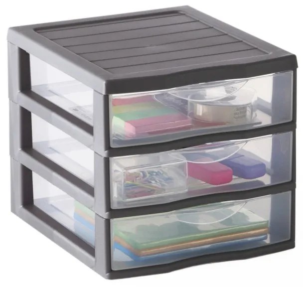 SUNDIS Úložný box se 3 zásuvkami, antracit, OFFICEMIX A4