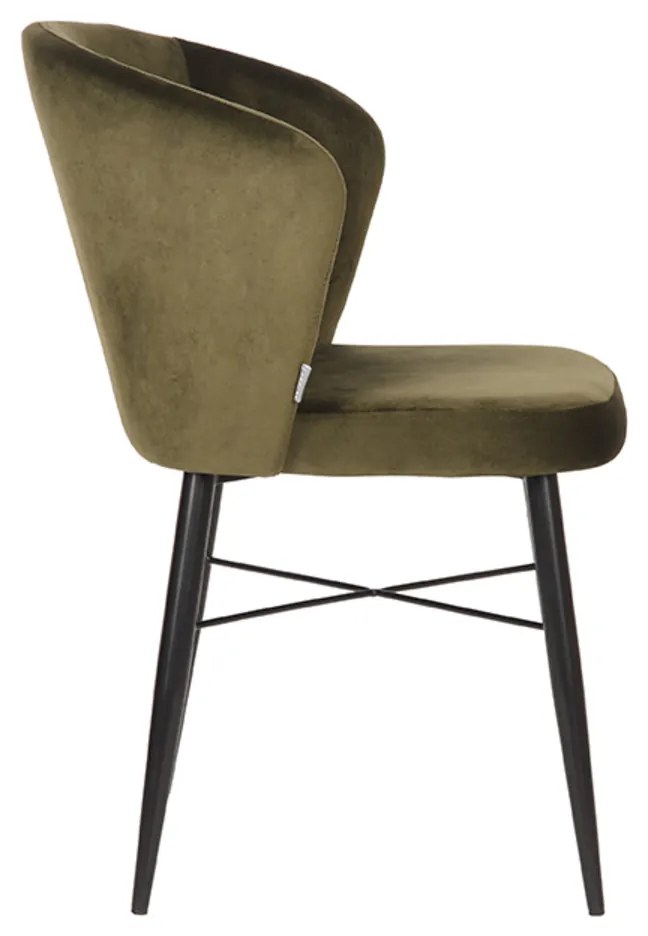 LABEL51 Sametová jídelní židle WAVE zelená Color: Army green UK-30.170