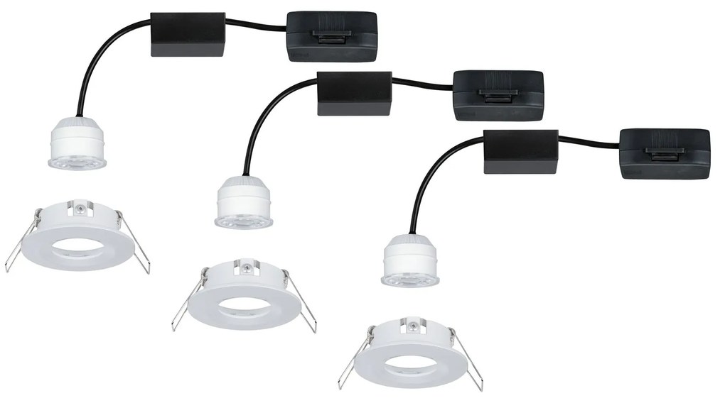 Paulmann 94299 Nova Mini, bílé bodovky, 3x4W LED 2700K, prům. 6,5cm, IP44