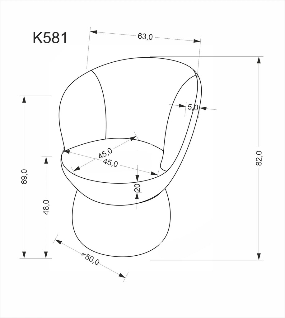 Otočné křeslo K581 popelavě šedé