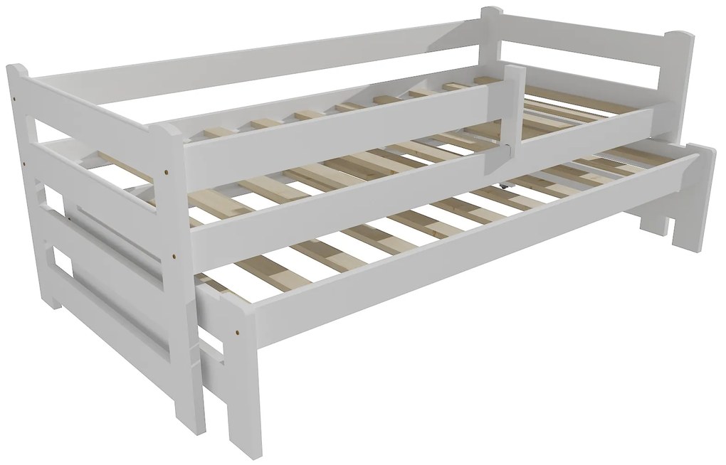 Vomaks Dětská postel s výsuvnou přistýlkou DPV 001 se zábranou Rozměr: 80 x 180 cm, Barva: bezbarvý lak