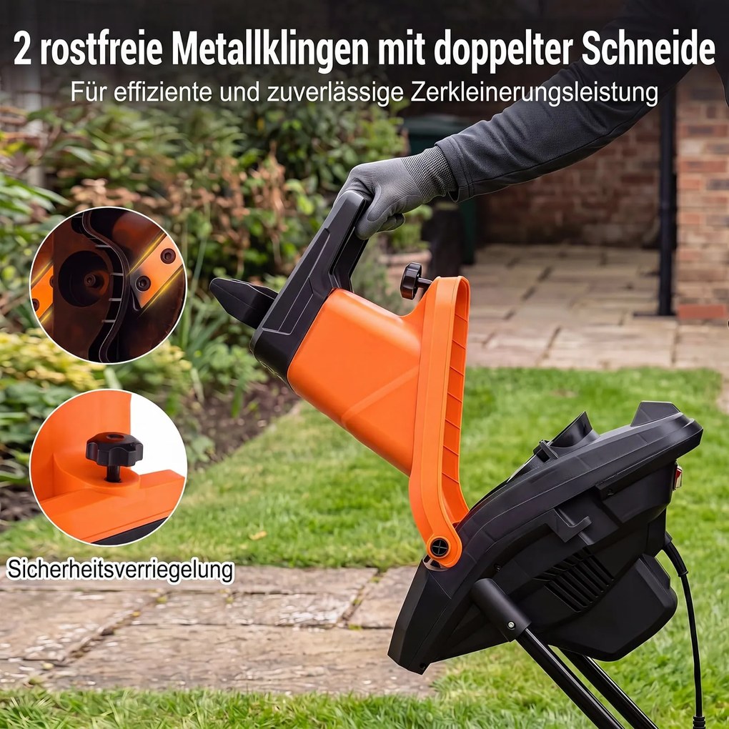 Costway Zahradní drtič elektrický 2500 Nožový drtič W na větve do 45 mm 21: 1