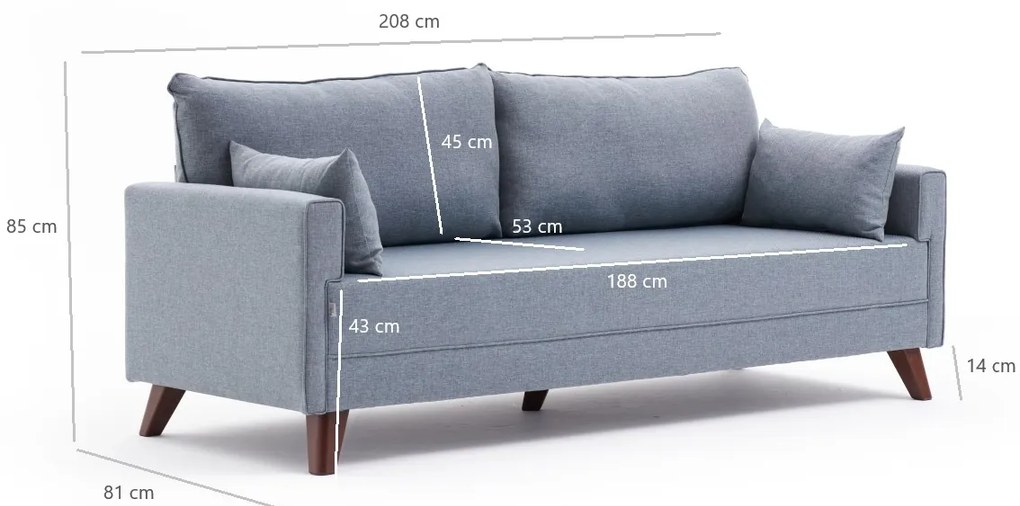 Hanah Home Rozkládací pohovka BELLA modrá 208 cm 825BLC1688