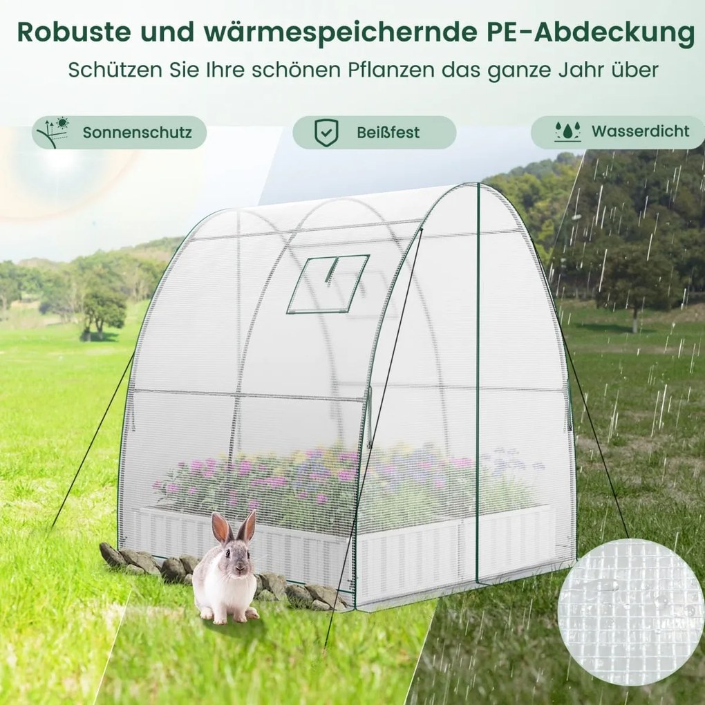 Costway Fóliový skleník s PE krytem do každého počasí a – 181 × 181 × 200 cm