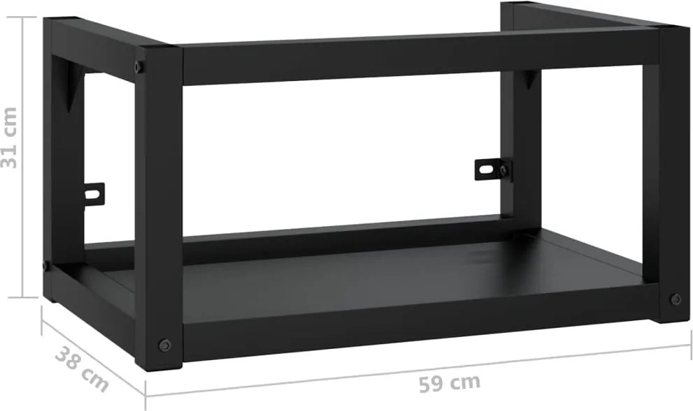 Nástěnný koupelnový regál pod umyvadlo černý 59x38x31 cm železo 338494