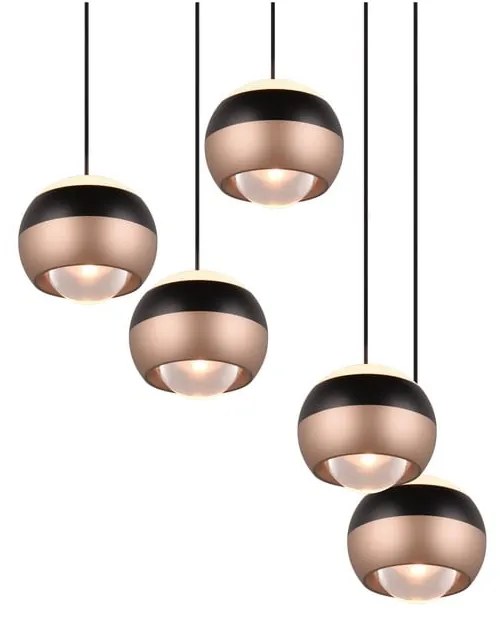 LED závěsné svítidlo s kovovým stínidlem ø 30 cm v černo-měděné barvě Orbit – Trio Select