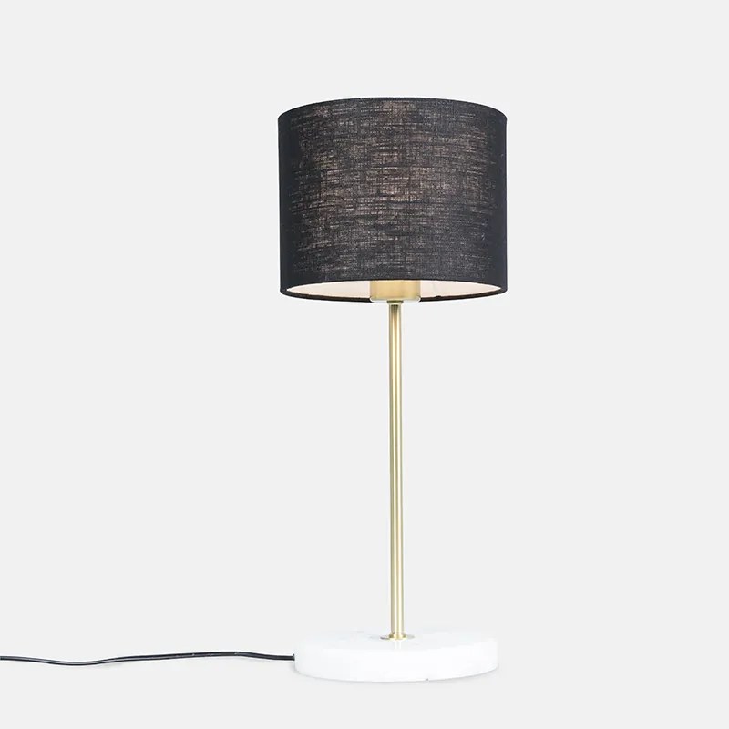 Stolní lampa mosazná s černým stínítkem 20 cm - Kaso