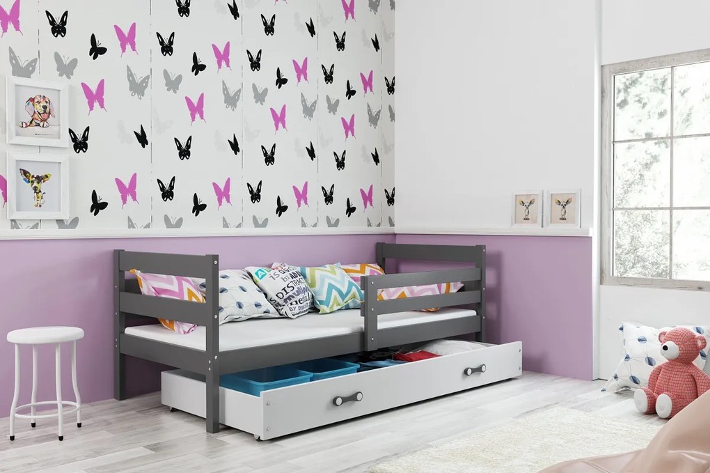 BMS Group Dětská postel s úložným prostorem ERYK grafit Velikost postele: 190x80 cm, Barva šuplíku: Růžová