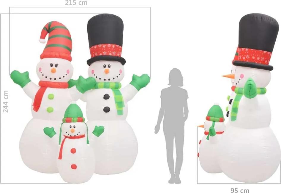 vidaXL Vánoční nafukovací rodina sněhuláků LED IP44 240 cm [245707]