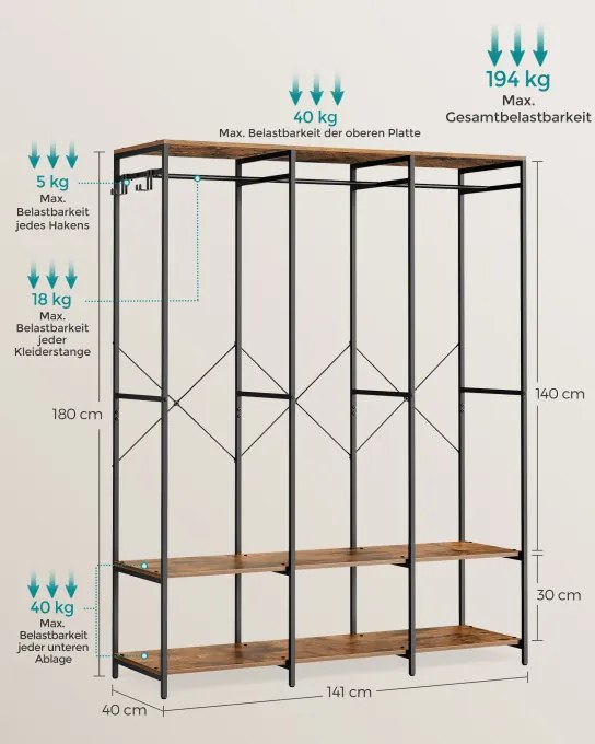 Otevřená šatní skříň RGR005B01