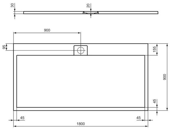 Ideal Standard i.Life Sprchová vanička litá 180 x 90 cm, bílá mat T5230FR
