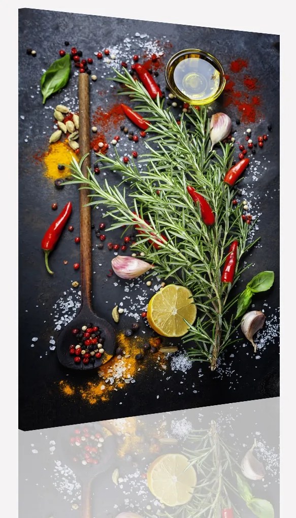 Obraz rozmarýn a chilli Velikost (šířka x výška): 50x80 cm