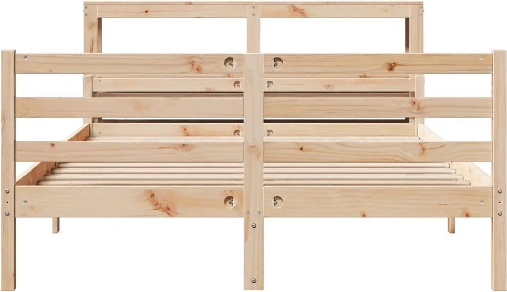 Rám postele s čelem bílý 140 x 200 cm masivní borové dřevo 3305943