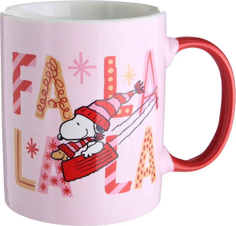 PEANUTS Hrnek "FaLaLaLa" 380 ml - sv. růžová