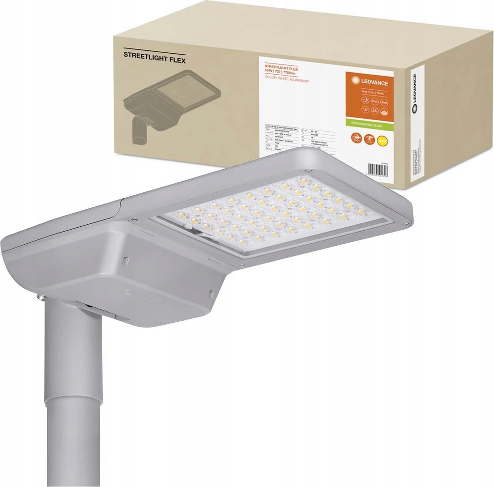 Led pouliční lampa Průmyslová silniční lampa 58W 7750lm 2700K IP66 Bílá