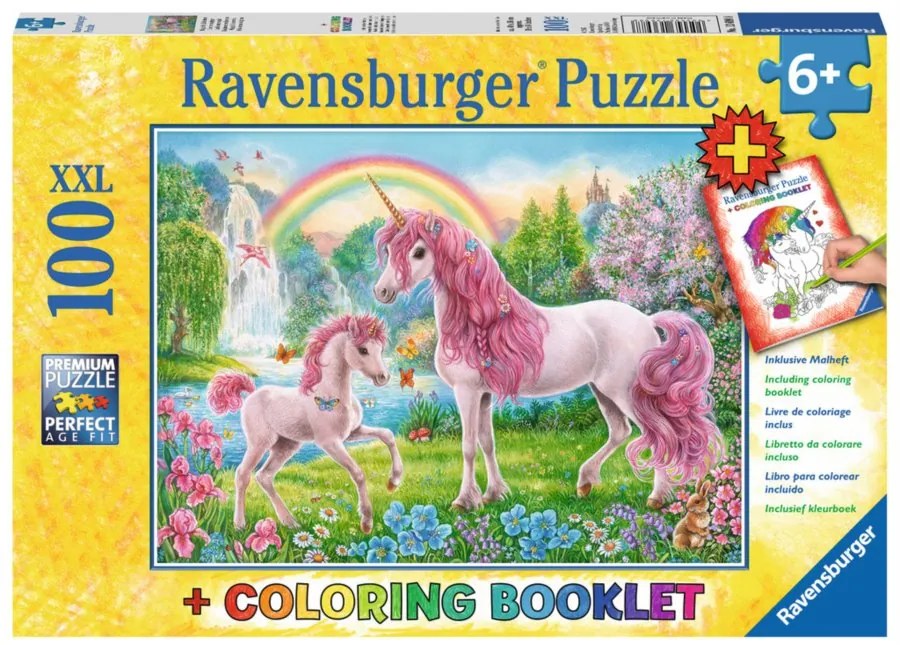 Ravensburger puzzle magičtí jednorožci xxl 100 dílků + omalovánky