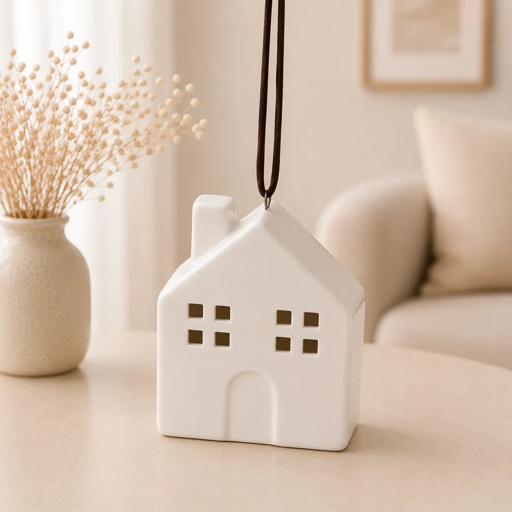 Porcelánový domek na zavěšení 7,4 cm