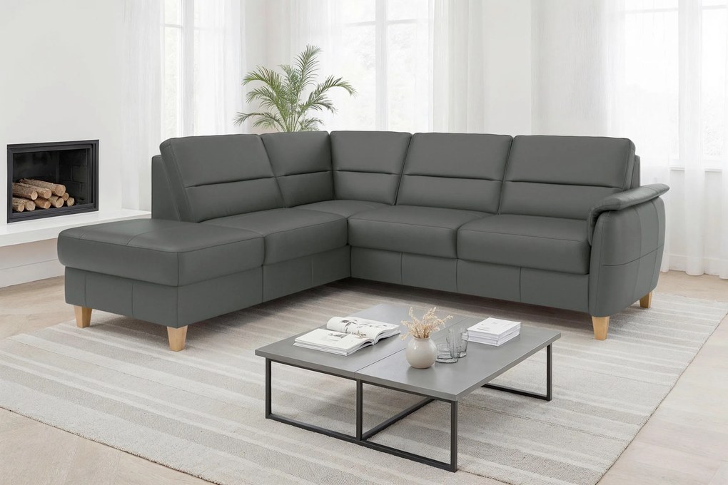 XXXLutz ROHOVÁ SEDAČKA, kůže, antracitová Sit & More - Sedací soupravy - 00014403328J
