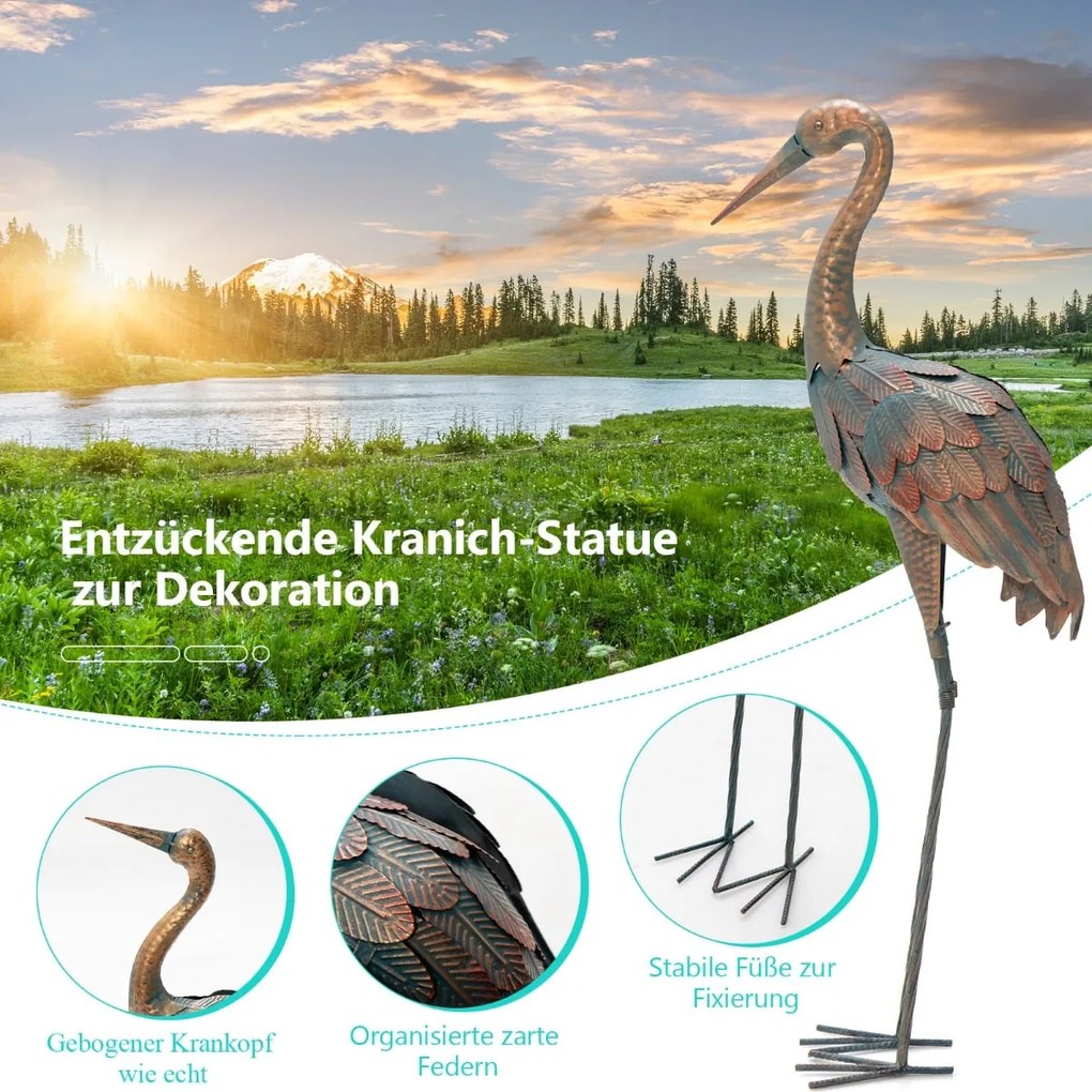 Costway 2 Jeřábové sochy 2-dílná sada zahradních soch jeřábu