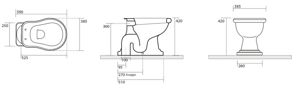 Kerasan RETRO WC mísa s nádržkou, spodní odpad, bílá-bronz WCSET17-RETRO-SO