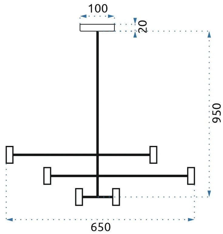 Stropní svítidlo Diagonal Double Six černé