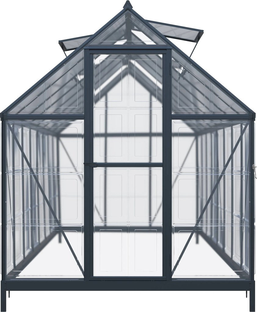 Skleník se základnou BestBerg SH-9B / 9 m² / 480 x 182 x 208 cm / černá