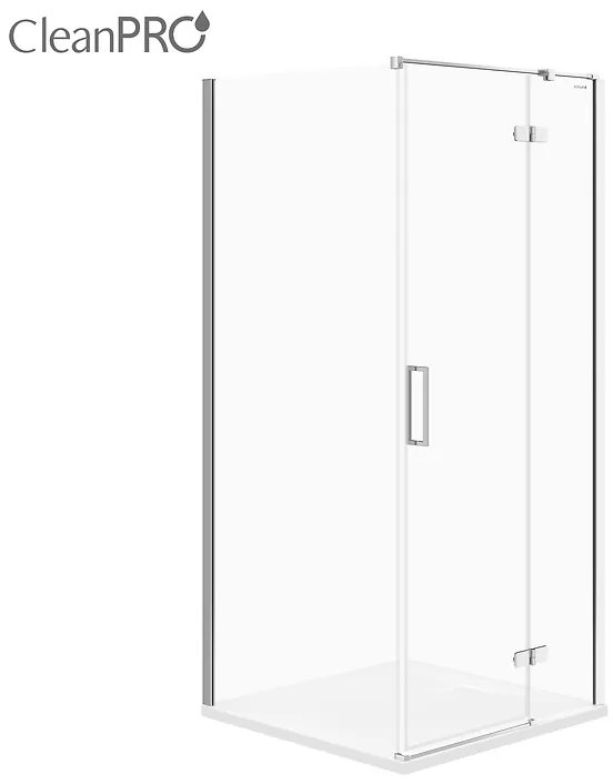 Cersanit Jota, rohový sprchový kout 90 (dveře pravé) x 90 (stěna) x 195, 6mm čiré sklo, chromový profil, S160-002