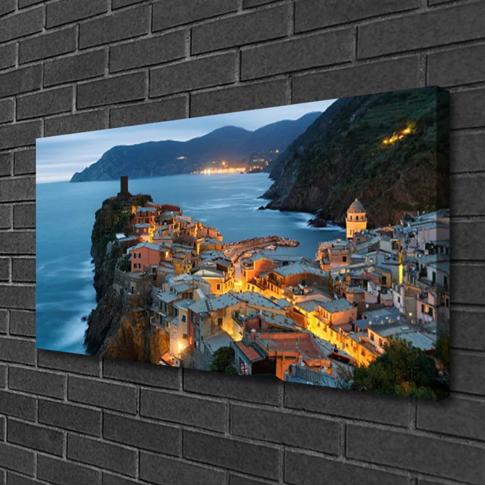 Obraz na plátně Moře Město Hory Krajina 125x50 cm