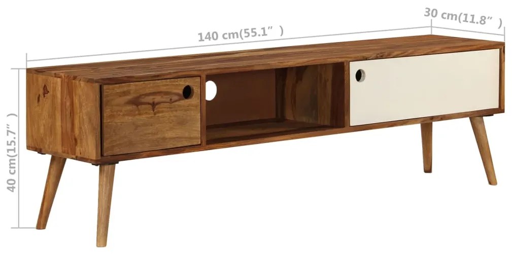 TV stolek 140 x 30 x 40 cm masivní sheeshamové dřevo - Default Title