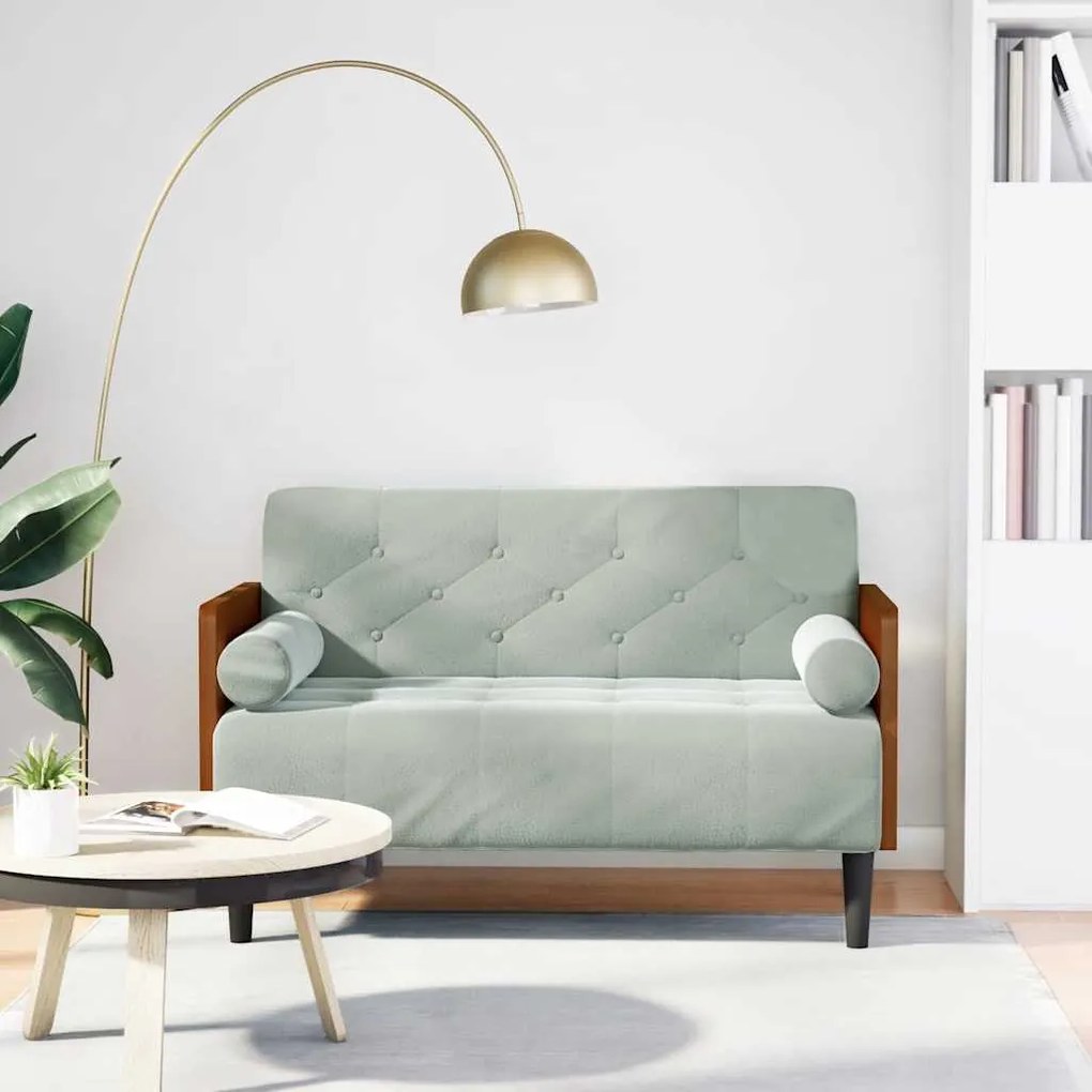 Pohovka Loveseat s podhlavníkem, světle šedá, 110 cm, samet