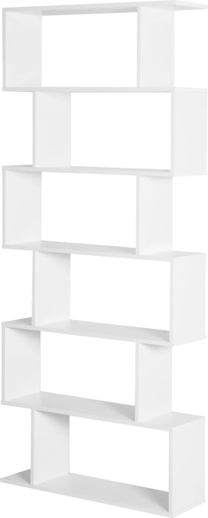 HOMCOM Moderní Knihařská Skříň s 6 Policemi pro Jídelnu, Obývací Pokoj a Kancelář 80x23x192 cm Bílá | Aosom