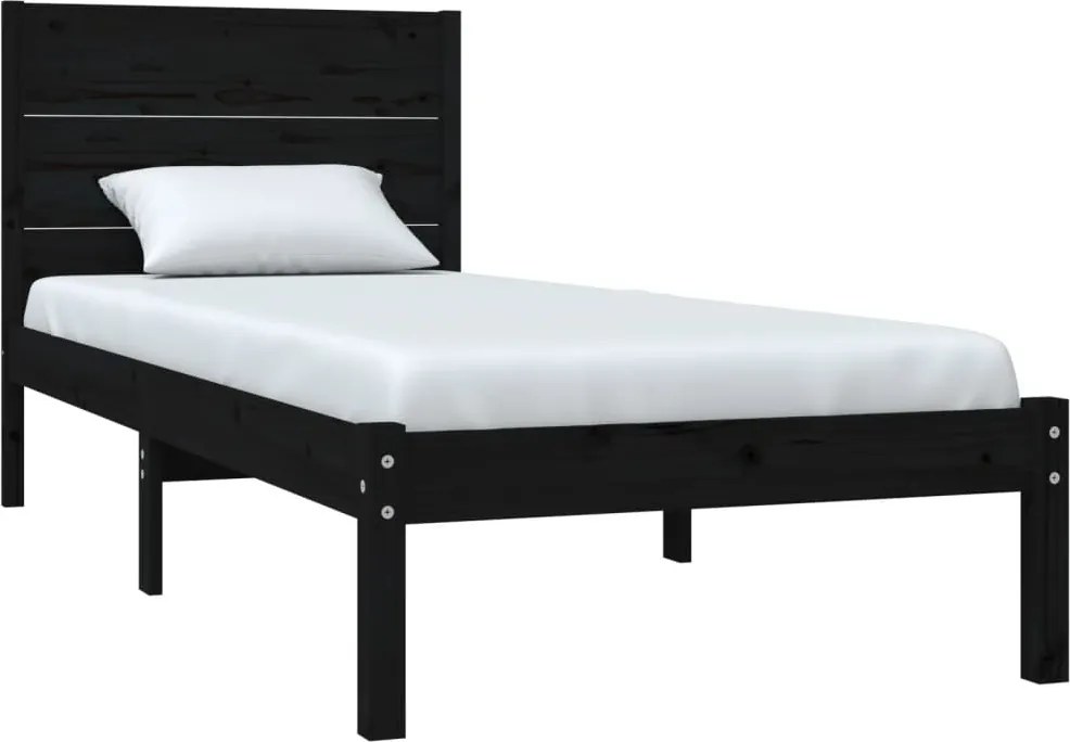 vidaXL Rám postele masivní dřevo 75 x 190 cm Small Single [3104115] Barva: Černá