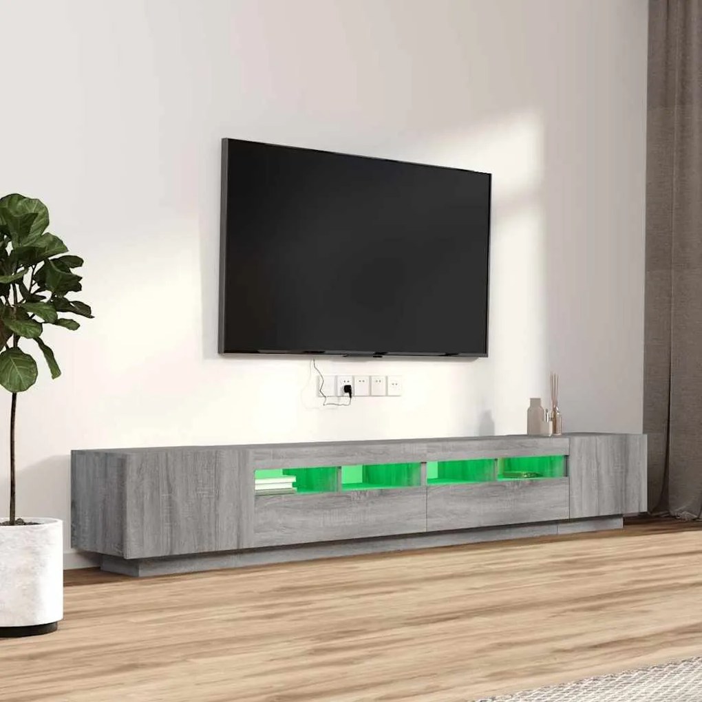 3dílný set TV skříněk s LED světly šedý sonoma kompozitní dřevo 3120174